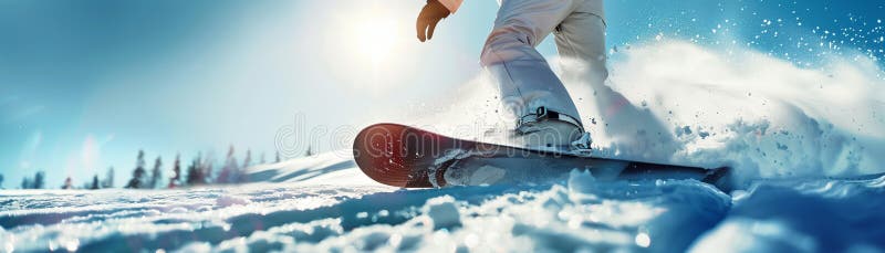 Snowboarder Perspective, Board in Motion, Close Ground View, Unique ...
