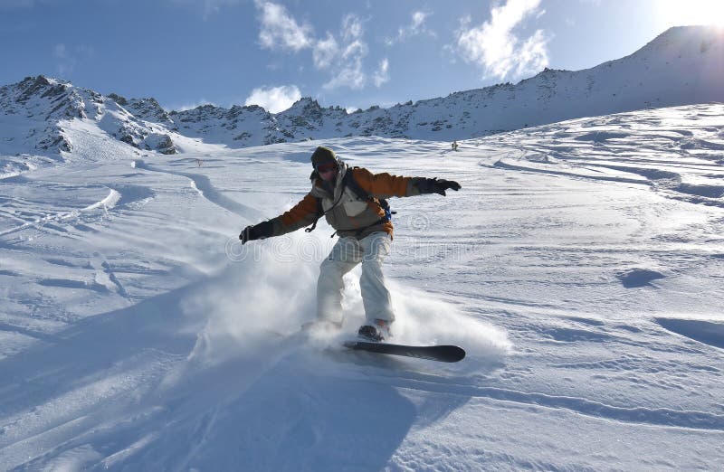 Snowboarder in Powder Snow stock image. Image of freerider - 23274859