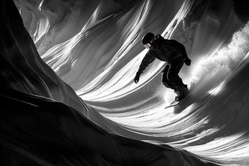 Snowboarder Riding Wave on Snowboard Stock Illustration - Illustration ...