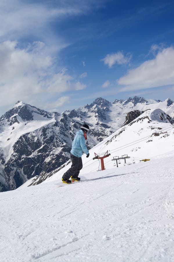 Snowboarder on ski slope stock image. Image of peak, nature - 17203175