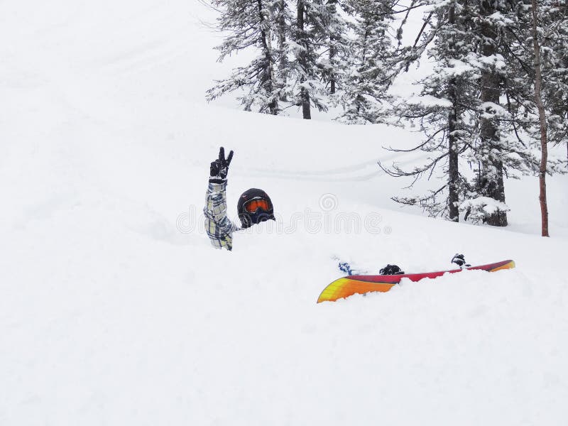 Snowboarder in a Snow Drift Stock Image - Image of mountain, enjoyment ...