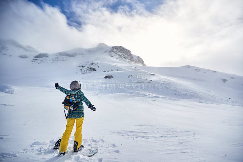 . Snowboarder with Snowboard at the Mountain Stock Photo - Image of ...