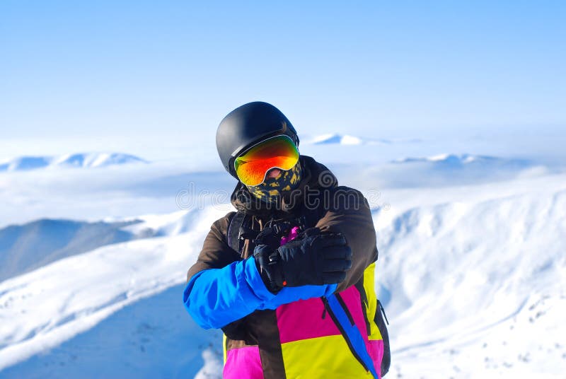 Snowboarder Standing on the Top of Mountain Stock Photo - Image of ...