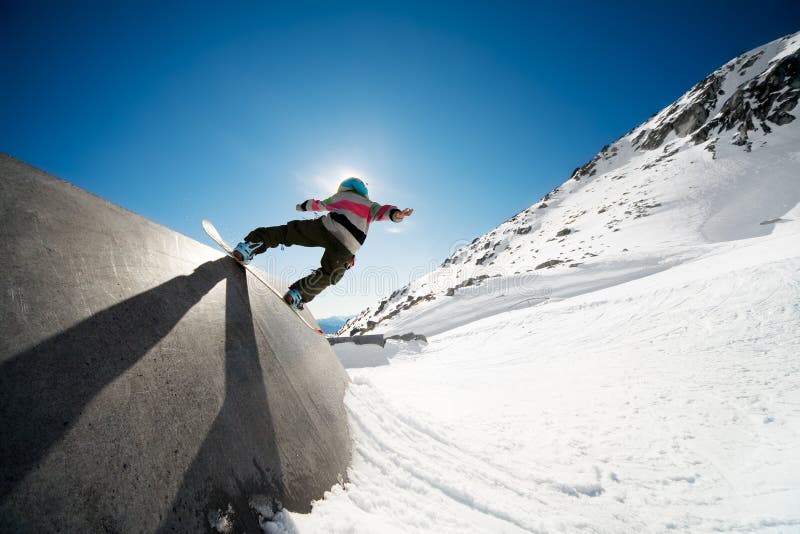 Snowboarder on Half Pipe Trail Stock Image - Image of italian, snow ...