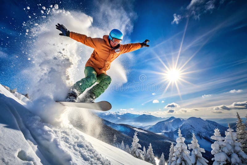 Snowboarding Adventure in Alpine Mountains with Dramatic Motion and ...