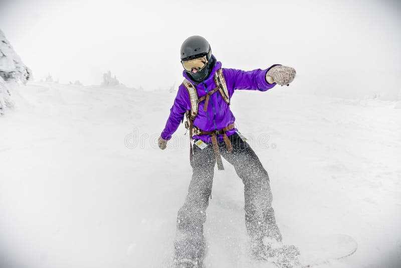 Snowboarding in Alpine Winter Stock Image - Image of ride, snow: 48986107