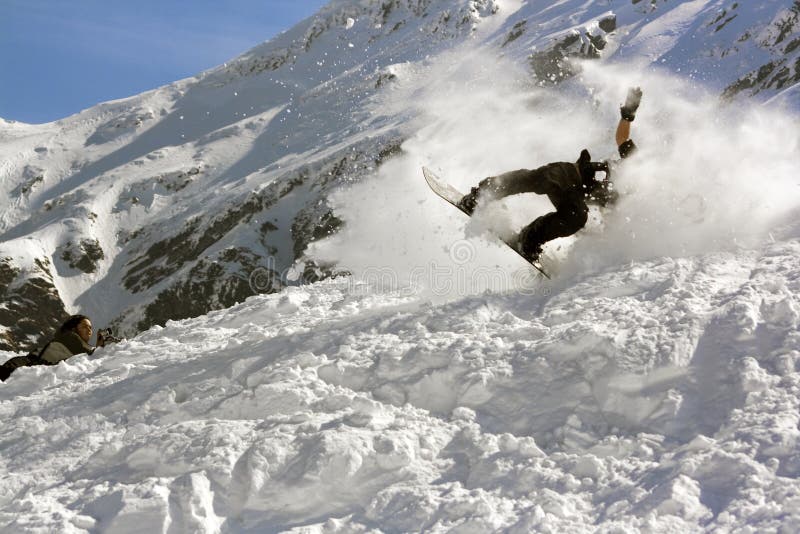 Snowboarding crash stock image. Image of rock, landscape - 4809109