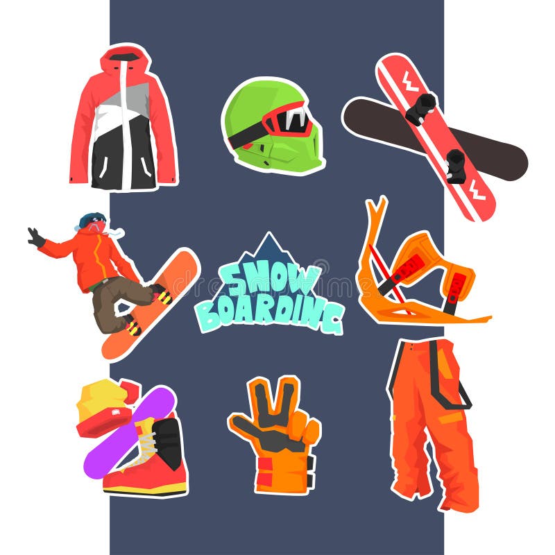 Snowboarding Icon Set. Vector Illustration Stock Vector - Illustration ...