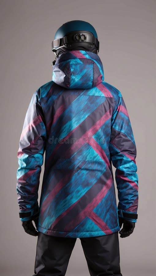 Snowboarding Jacket Mockup Dynamic Pattern Front Back View Winter ...