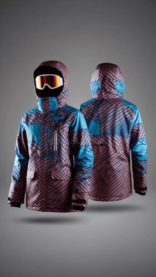 Snowboarding Jacket Mockup Dynamic Pattern Front Back View Winter ...