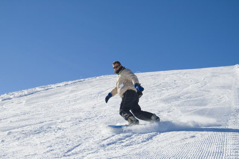 Woman Snowboarding on Slopes of Pradollano Ski Resort in Spain Stock ...