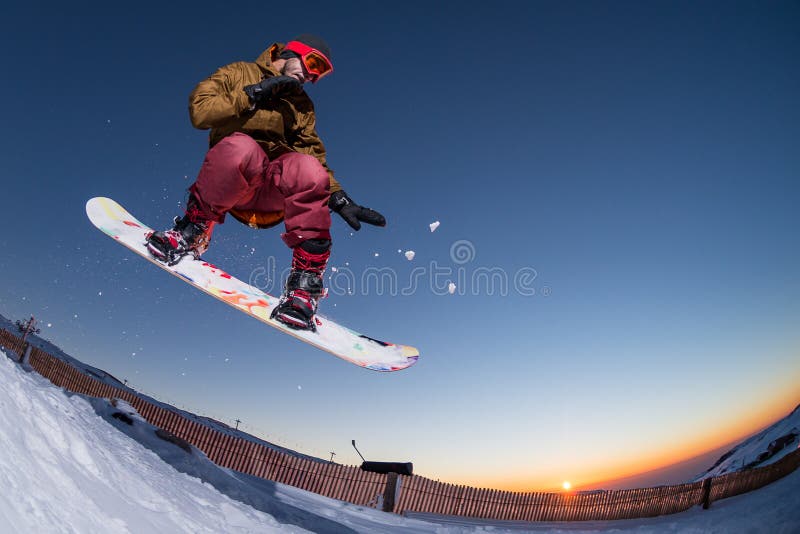 Snowboarding in the Mountains Stock Image - Image of training, nature ...