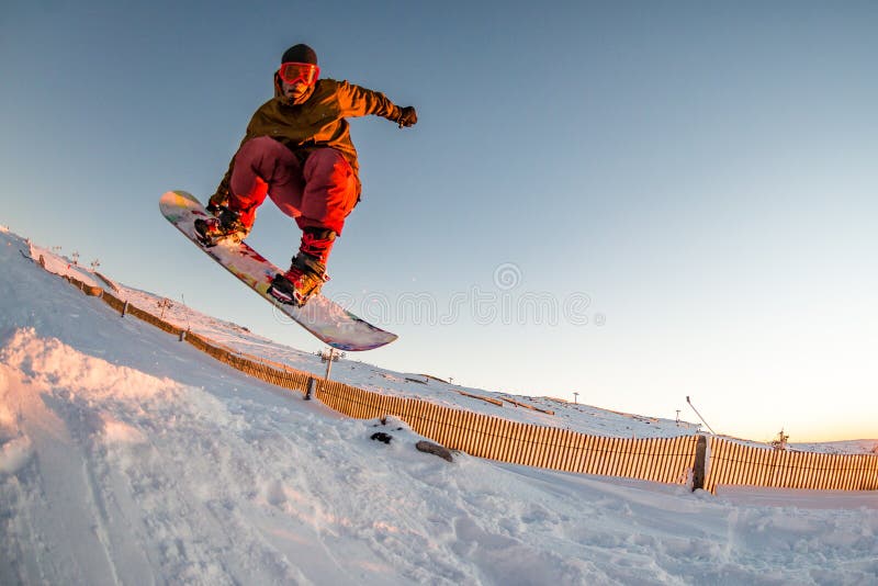 Snowboarding in the Mountains Stock Image - Image of suit, vacation ...