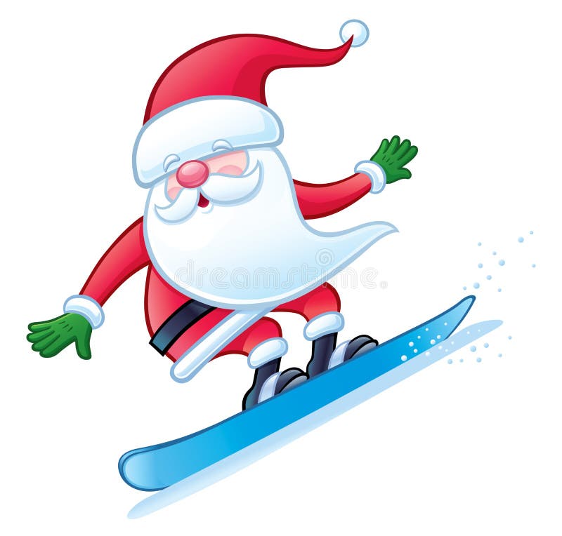 Snowboarding Santa Claus stock illustration. Illustration of snow ...