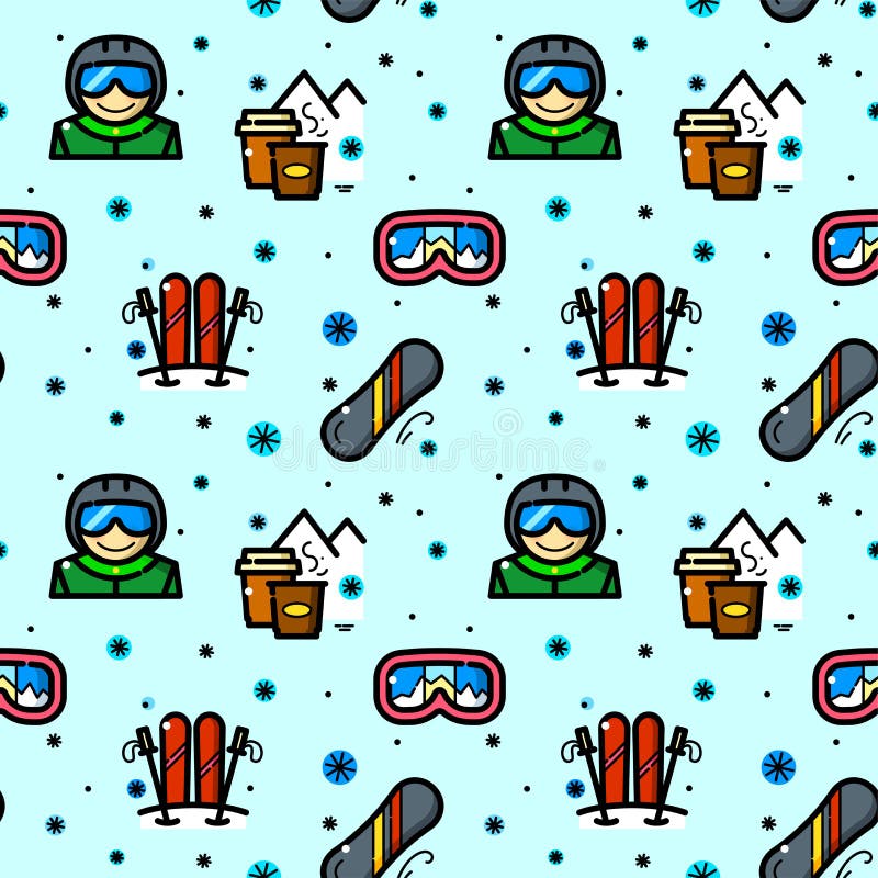 Snowboarding Seamless Pattern Vector Illustration Stock Vector ...