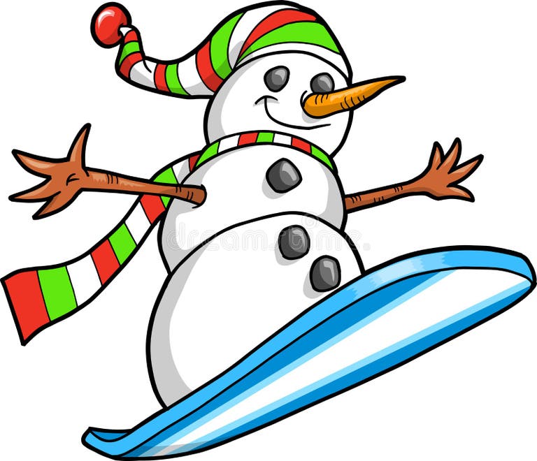 Snowboarding Snowman Vector Stock Vector - Illustration of clip ...