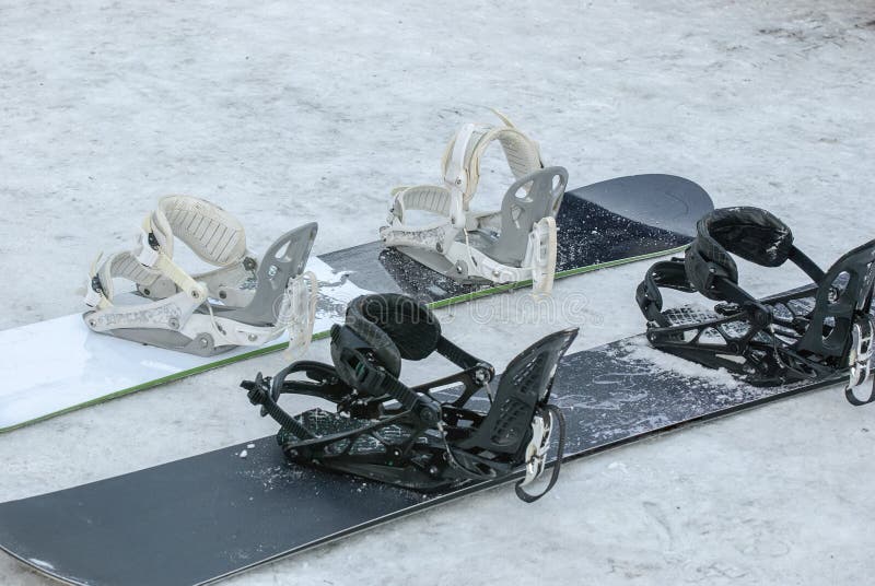 Snowboards on snow stock photo. Image of descent, snowy - 82890782