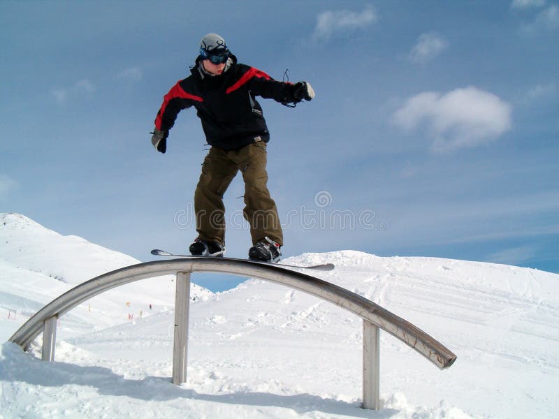 Snowboarder On Half Pipe Trail Stock Image - Image of butron, resort ...