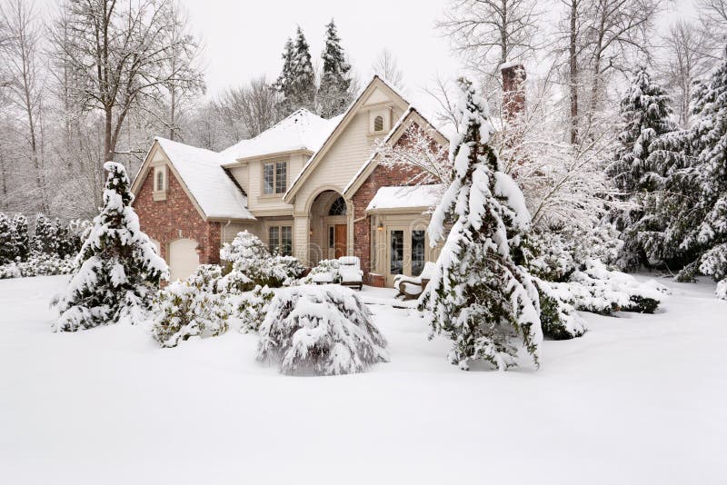 Snowbound home stock image. Image of winter, yard, white - 23019931