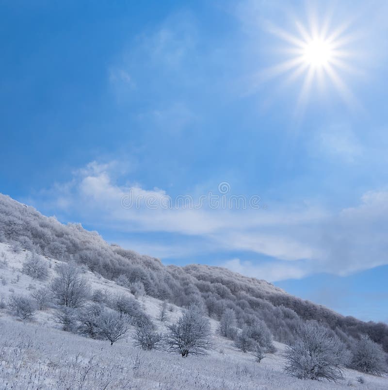 Mountain Slope at Bright Sunny Day Stock Image - Image of solar, frost ...