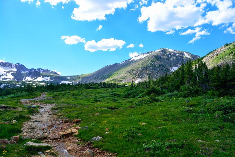 Snowcapped Alpine Mountain Muddy Dirt Path Stock Image - Image of peaks ...