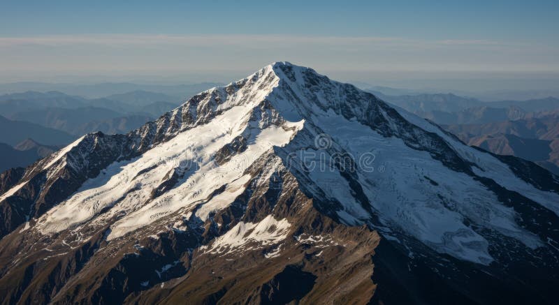 Snowcapped Mountain Peak in a High Altitude Range Stock Illustration ...