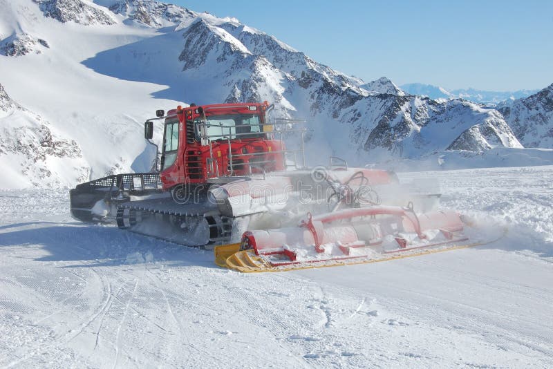 Working Piste Machine (snow Cat) Detail Stock Image - Image of driving ...