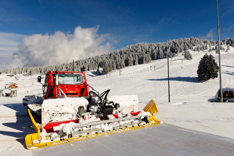 Snowcat, Machine for Snow Removal, Preparation Ski Trails Stock Image ...