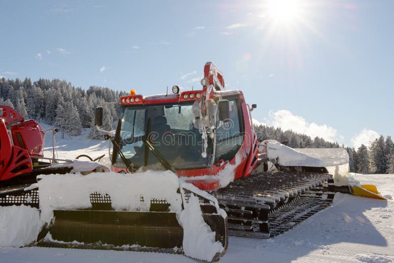 Snowcat, Machine for Snow Removal, Preparation Ski Trails Stock Photo ...