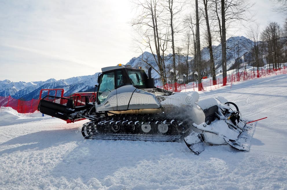 Snowcat on ski resort stock photo. Image of rear, polyana - 26014532