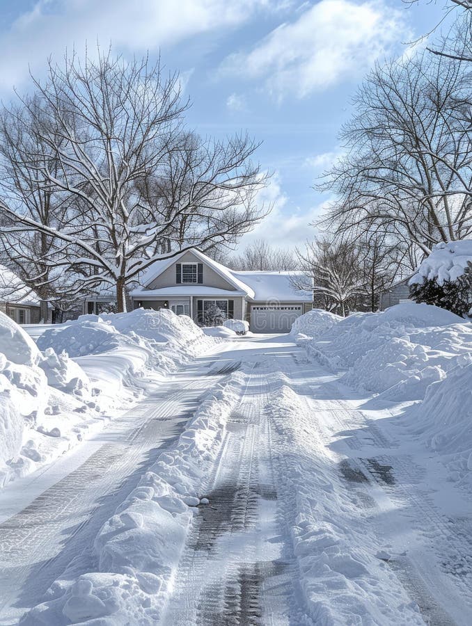 Snowcovered Driveway Untouched by Shoveling Stock Illustration ...