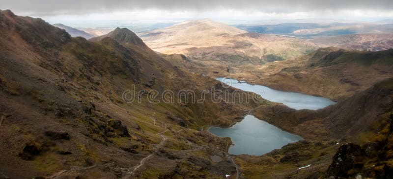 Snowdonia Landscape with Lake Stock Photo - Image of park, clouds: 40620826
