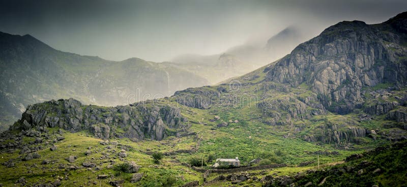 Snowdonia scene stock photo. Image of wall, summer, national - 51982318
