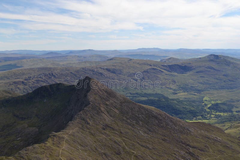 Snowdonia View from the Summit Stock Image - Image of summit, clouds ...