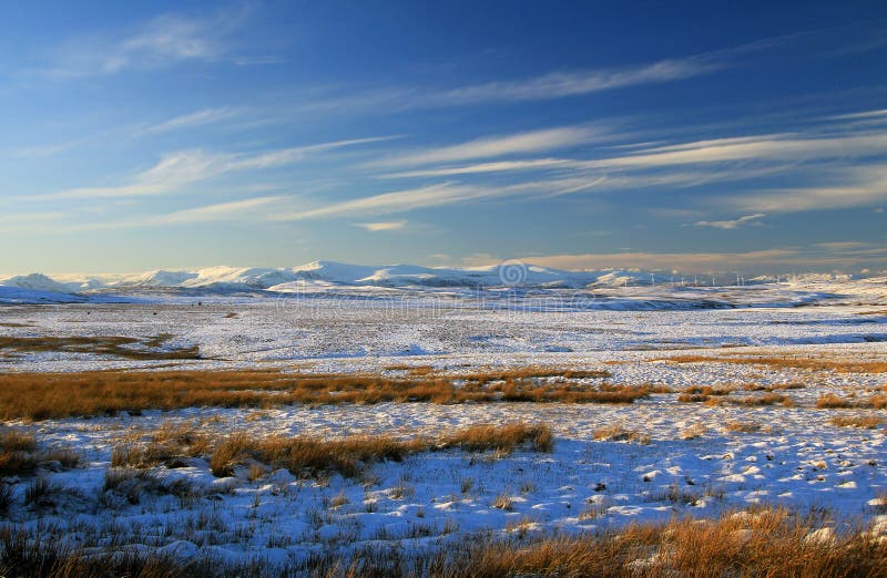 Snowdonia and Wind Farm from the Denbigh Moors Stock Photo - Image of ...