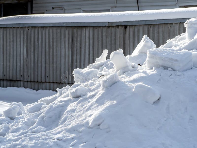 Clumps of Snow after Clearing the Footpath Stock Photo - Image of ...
