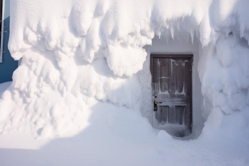 Snowdrift Covering a Door with Visible Keyhole Stock Illustration ...