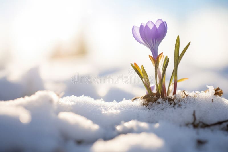 Snowdrop First Blue Crocus Flowers, Spring Saffron Snow Shooting from ...