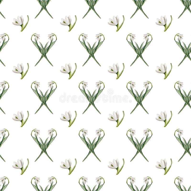 Snowdrop Floral Pattern in Watercolor Design for Textile and Wrapping ...