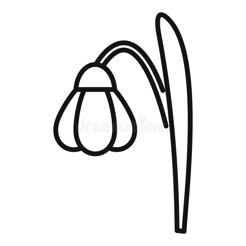 Snowdrop Flower Growing with Leaf Icon Thin Line Vector Illustration ...