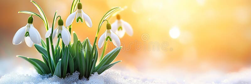 Snowdrop Flowers Emerging from Snow, a Symbol of Spring and Hope ...