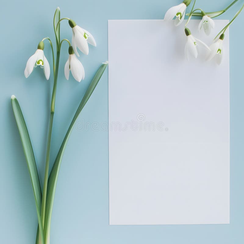 Snowdrop Flowers Minimalist Background with White Card Stock ...
