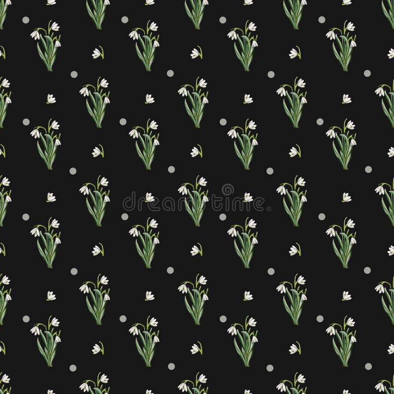 Snowdrop Pattern in Watercolor Style for Seamless Textile Design and ...