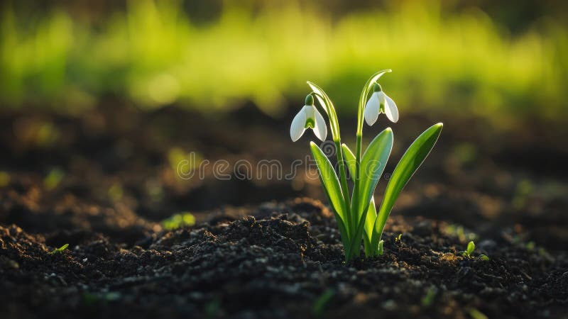 Snowdrop in Sunlight stock illustration. Illustration of tree - 373885574