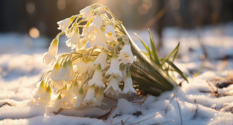 Snowdrops Bloom in the Snow on the Ground Stock Image - Image of spring ...