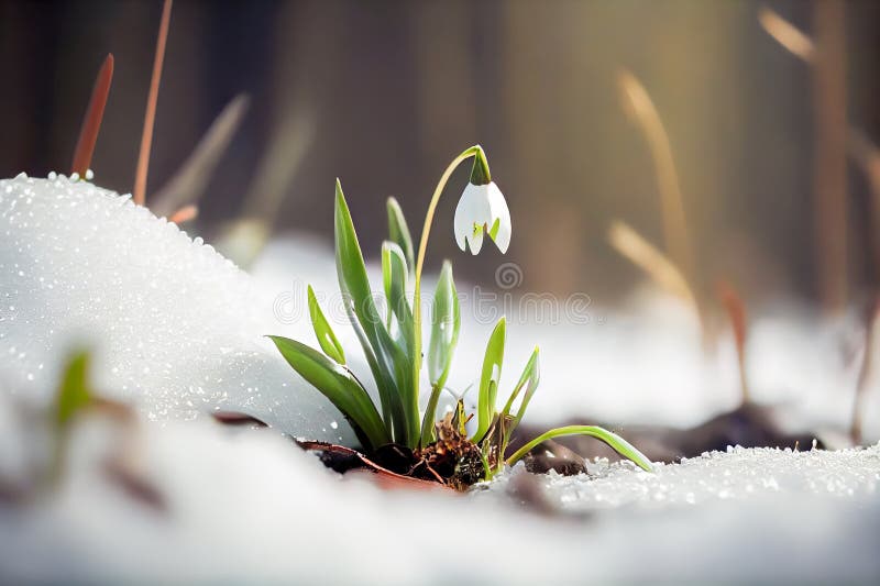 Snowdrops Break Out of the Snow. Generative AI, Generative, AI Stock ...