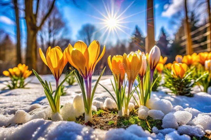 Snowdrops in Spring among Snow. Stock Illustration - Illustration of ...