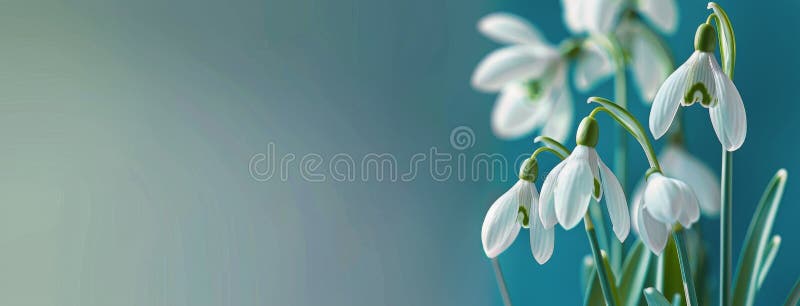 Snowdrops in a Vase on Blue Background Stock Photo - Image of interior ...