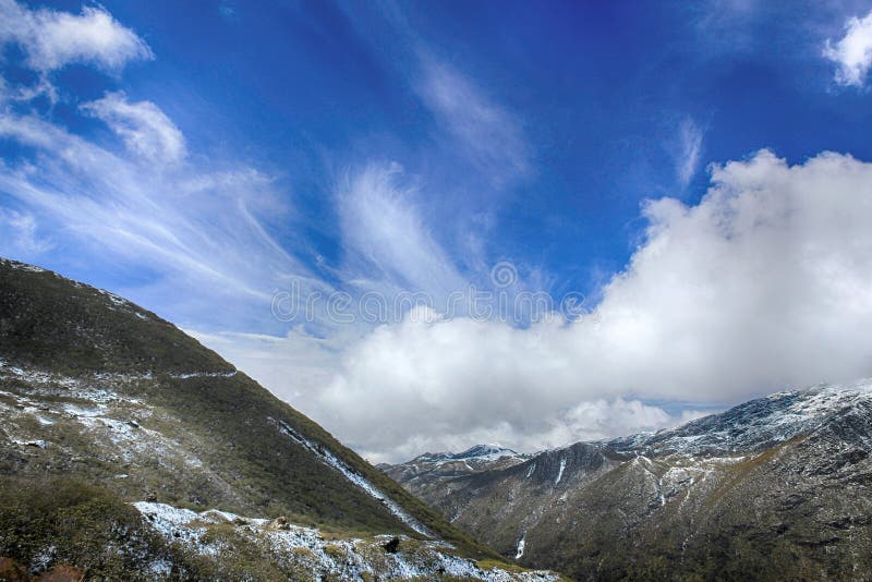 Snowed Up Mountain Peaks and Clouds in Himalayas Stock Photo - Image of ...
