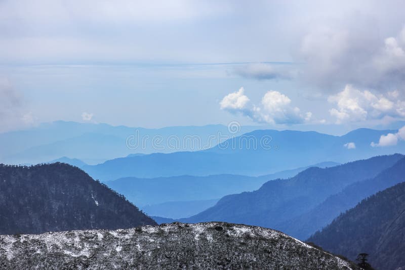 Snowed Up Mountain Peaks and Clouds in Himalayas Stock Image - Image of ...
